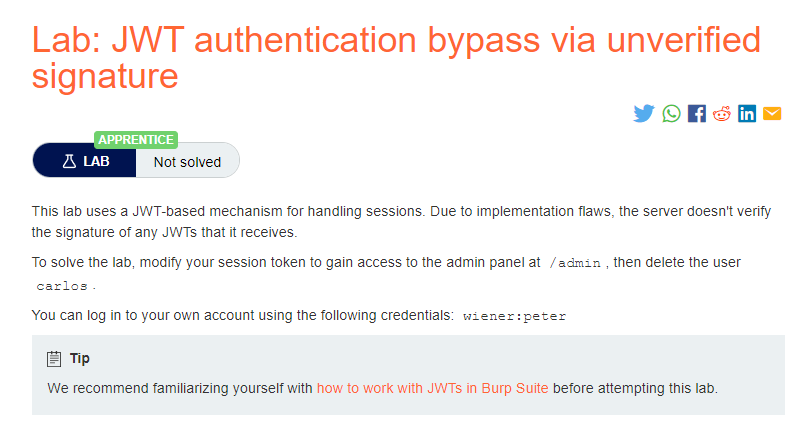 JWT Labs - PortSwigger | brsalcedom