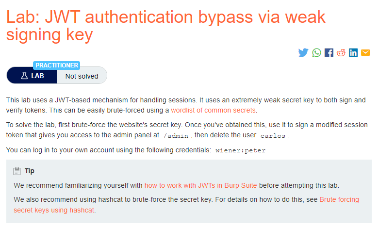 JWT Labs - PortSwigger | brsalcedom