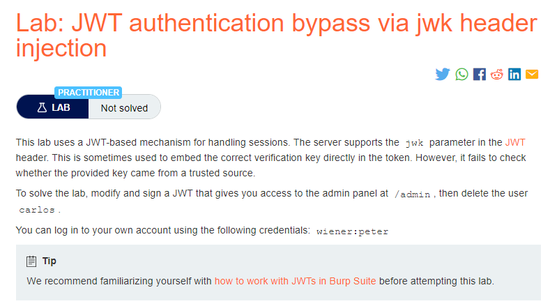JWT Labs - PortSwigger | brsalcedom