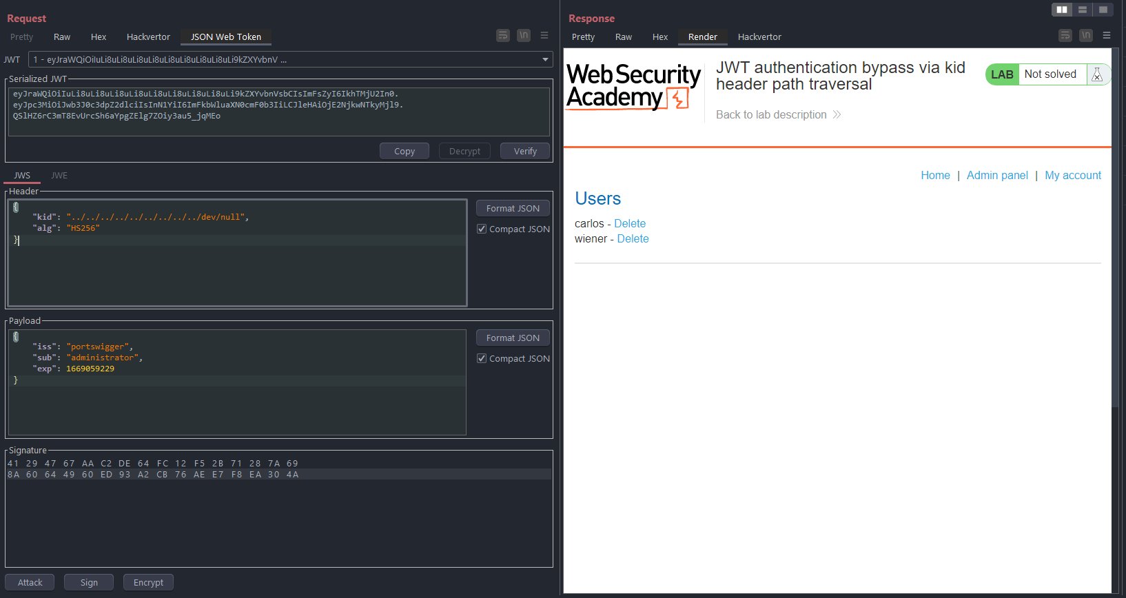 JWT Labs - PortSwigger | brsalcedom
