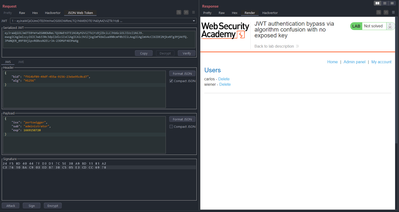 JWT Labs - PortSwigger | brsalcedom
